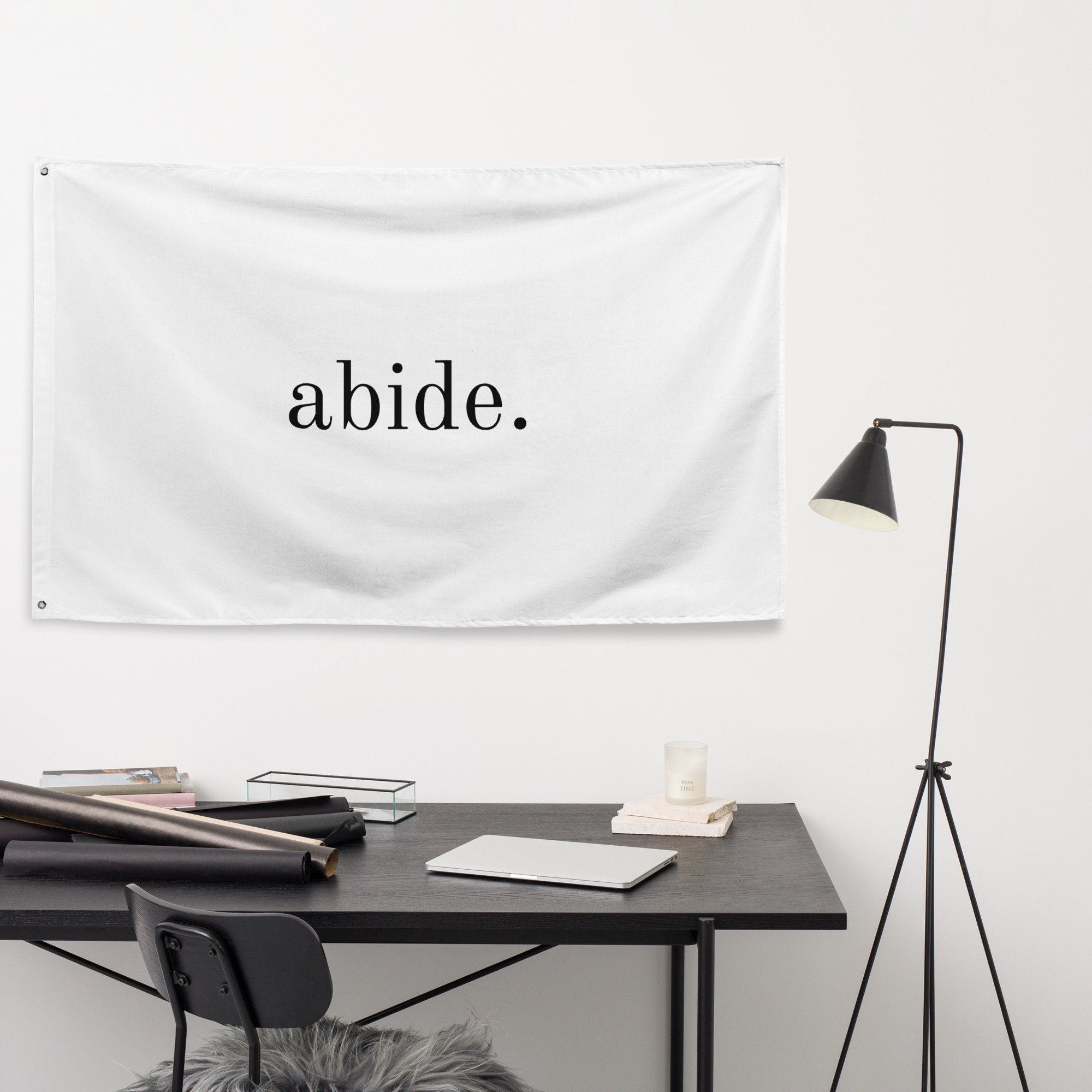 Abide Wall Sign, Inspirational Banner, Minimalist Christian Wall Decor ...