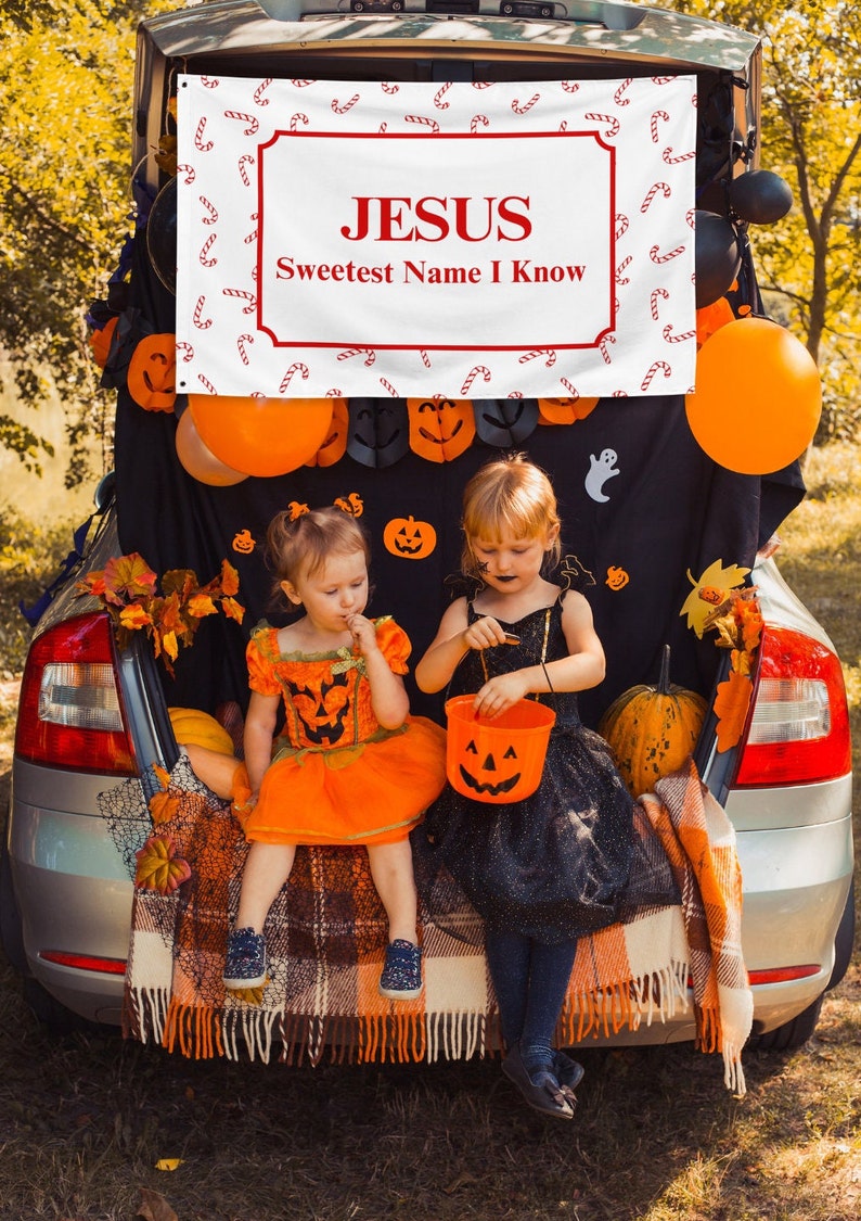 Christian Happy Halloween Trunk or Treat Backdrop Banner Sign Car SUV ...