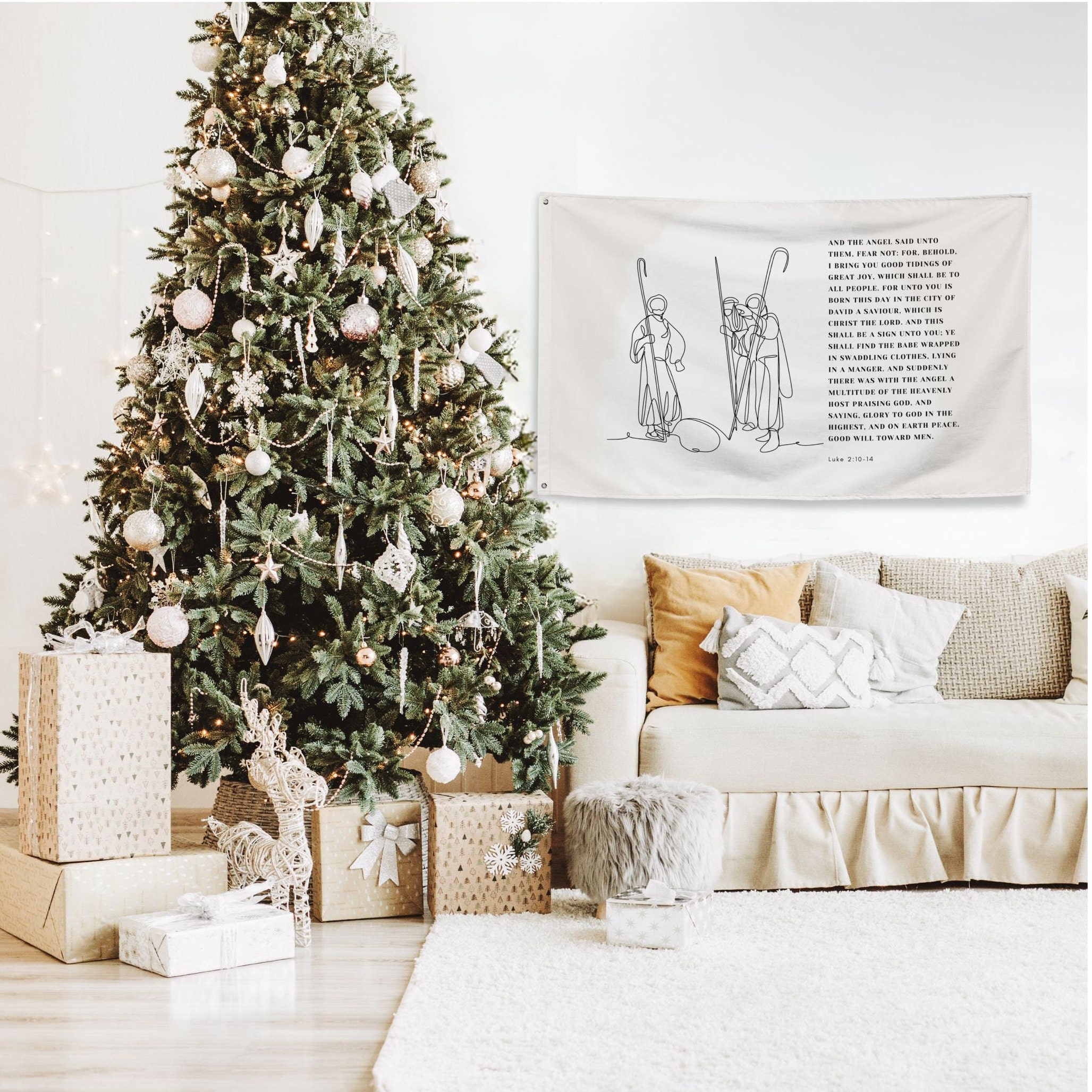 Minimalist Christian Bible Verse Christmas Tapestry, Religious ...