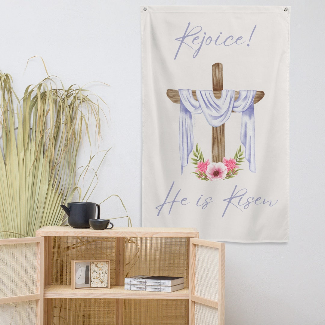 He is Risen Banner, Easter Tapestry, Religious Easter Banner, Christian ...