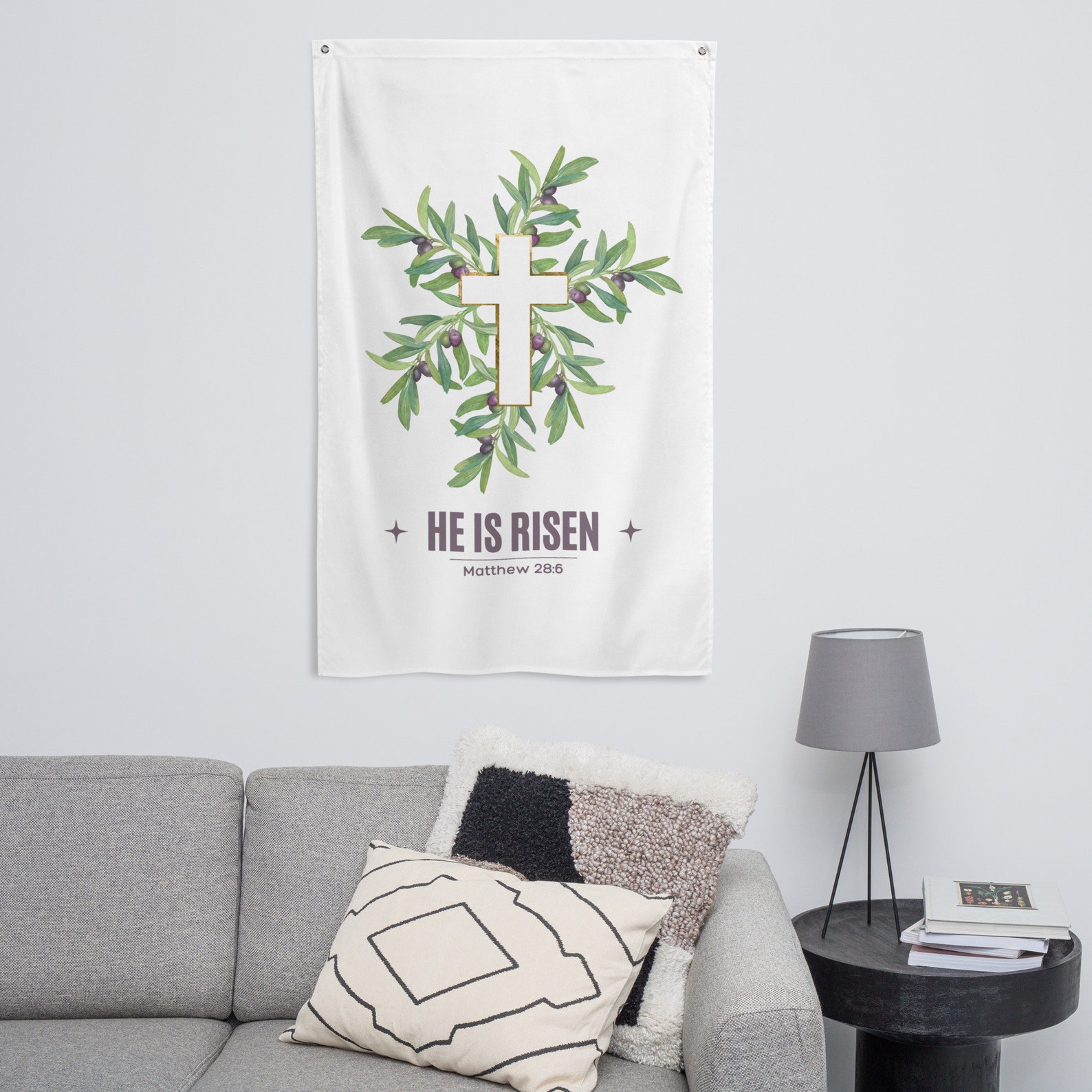 He is Risen Banner, Easter Tapestry, Religious Easter Banner, Christian ...