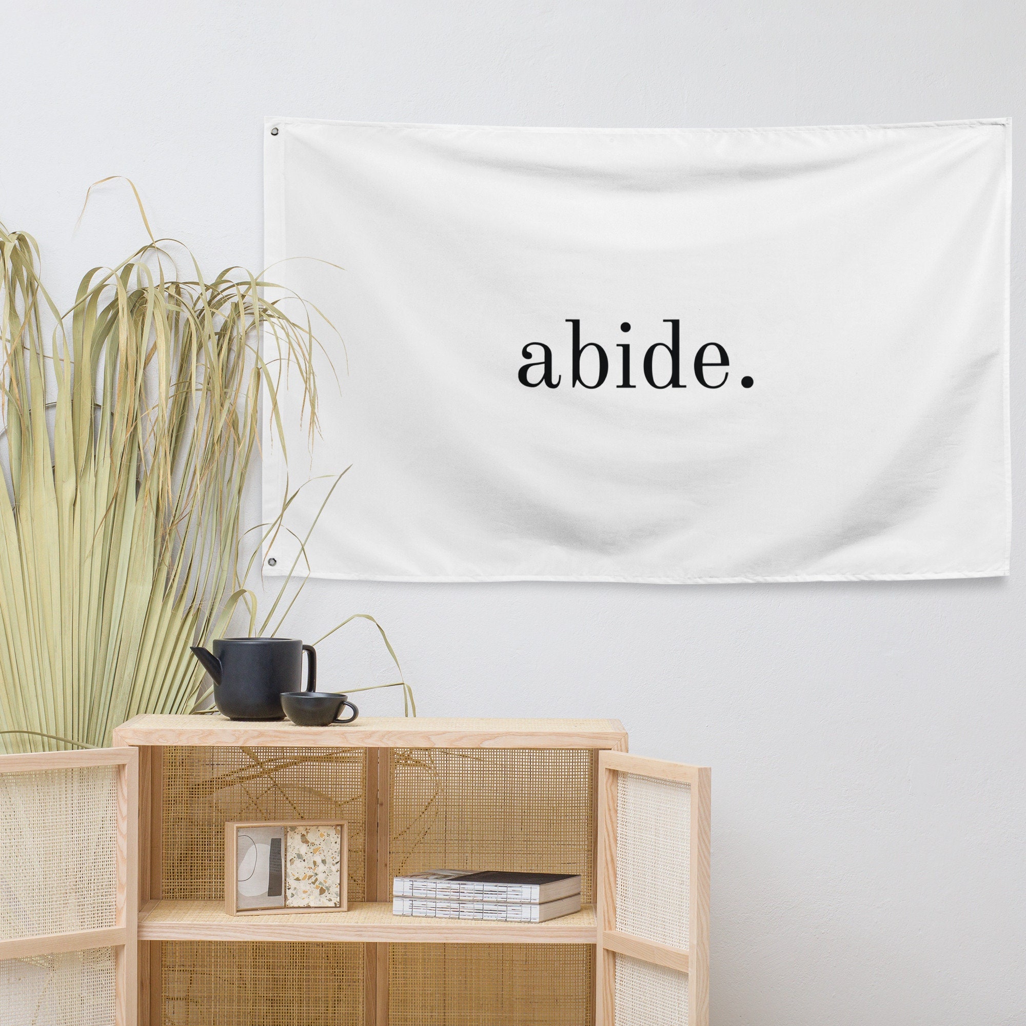Abide Wall Sign, Inspirational Banner, Minimalist Christian Wall Decor ...
