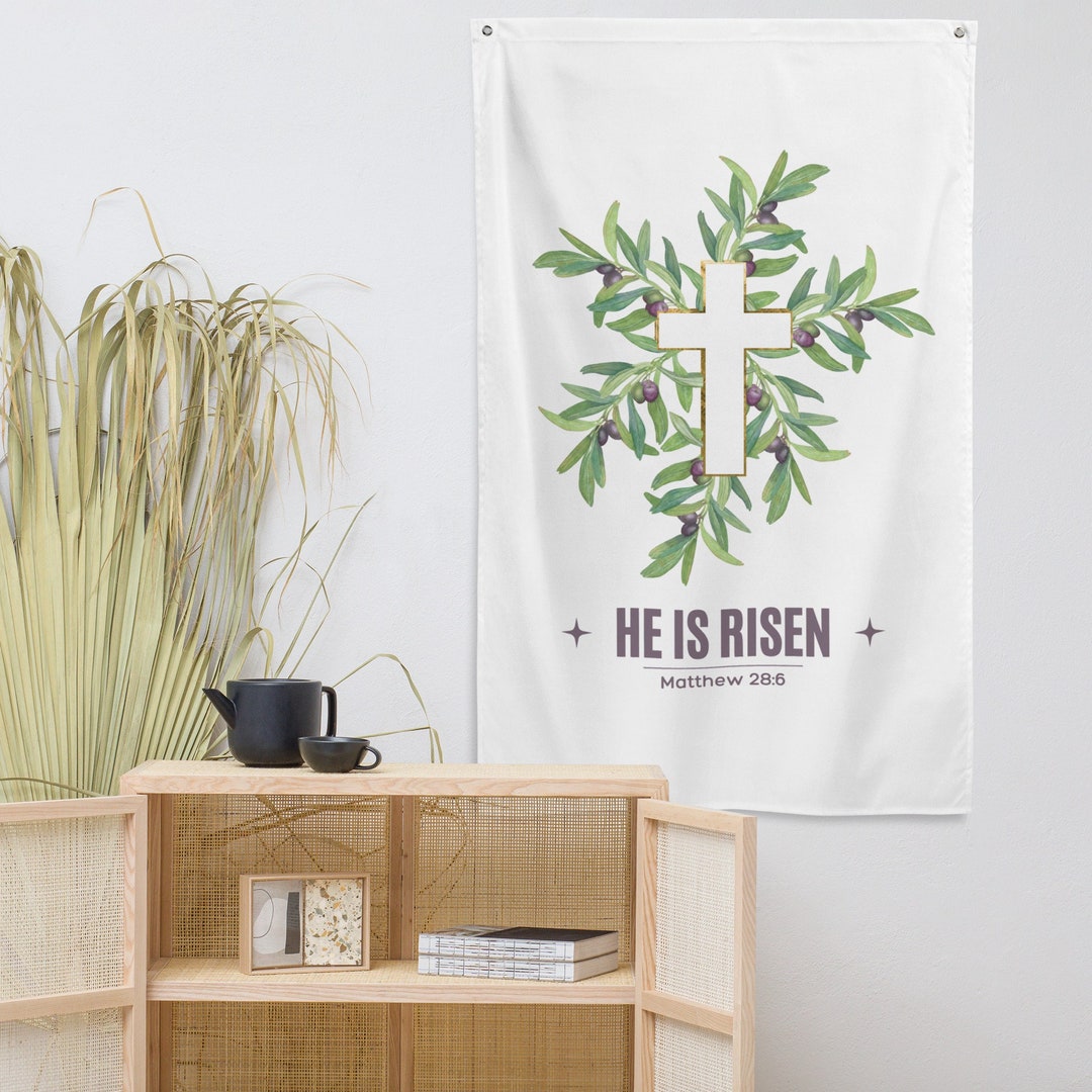 He is Risen Banner, Easter Tapestry, Religious Easter Banner, Christian ...
