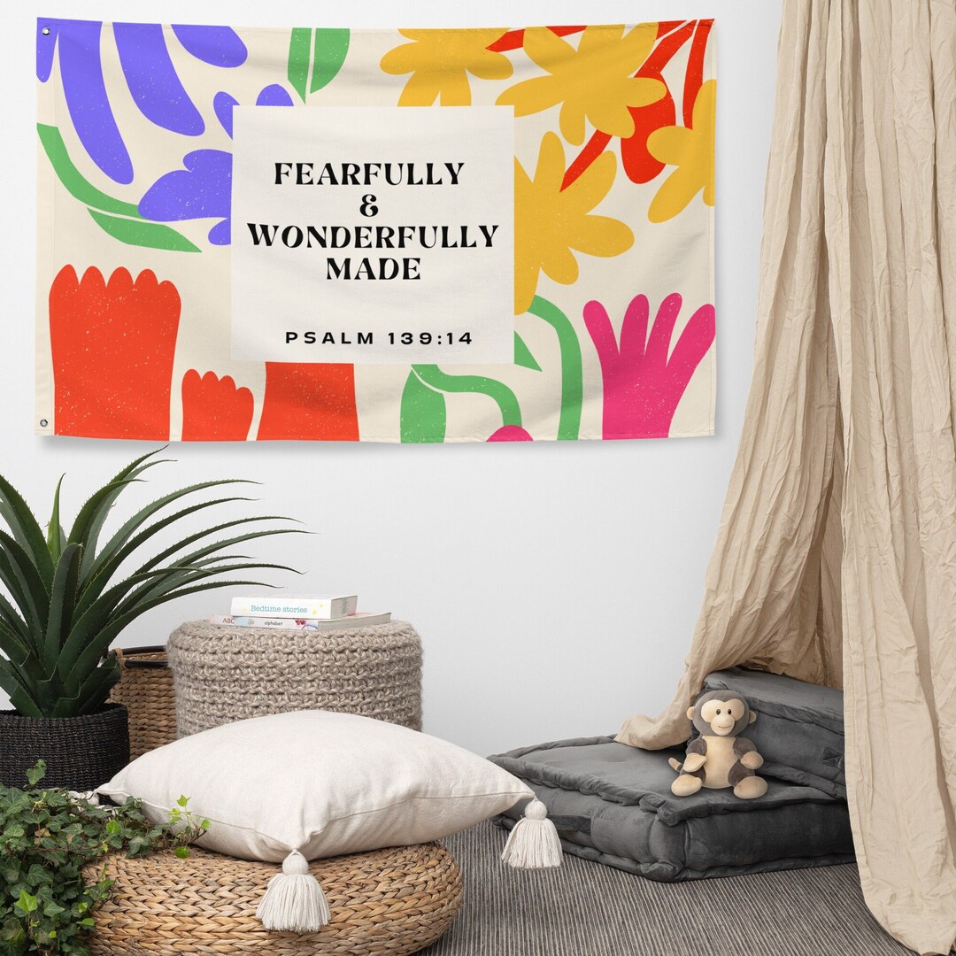 Scripture Banner for Kids Room Bible Verse Wall Art Christian Tapestry ...