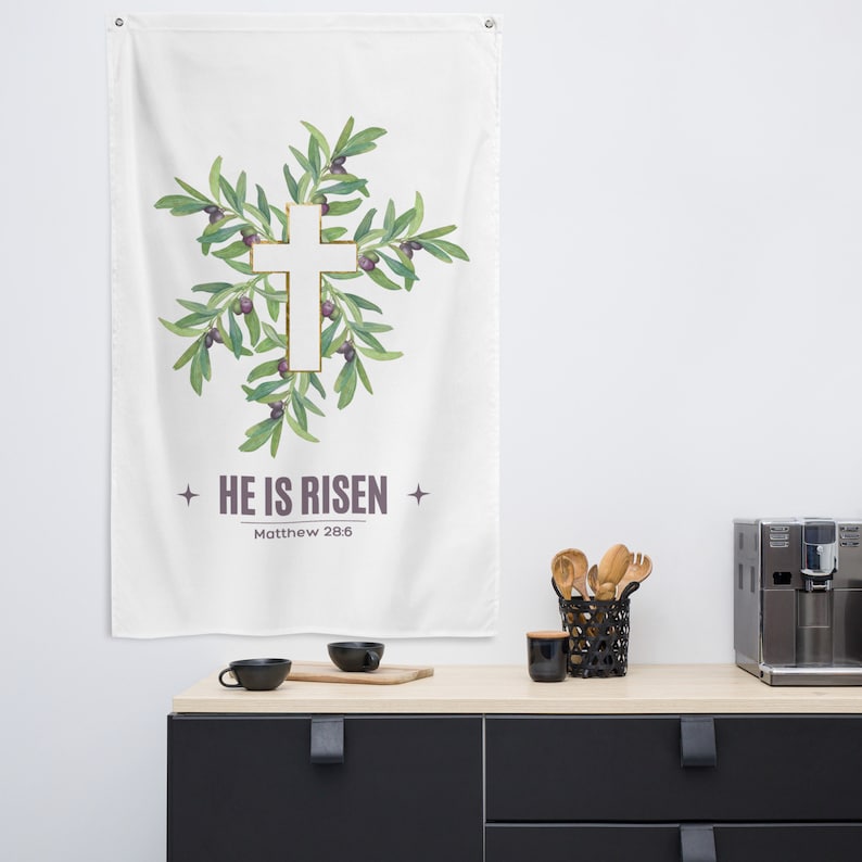 He is Risen Banner, Easter Tapestry, Religious Easter Banner, Christian ...