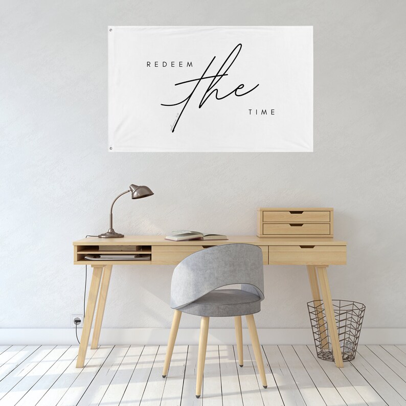 Redeem the Time Tapestry, Ephesians 5 Bible Verse Banner, Christian ...