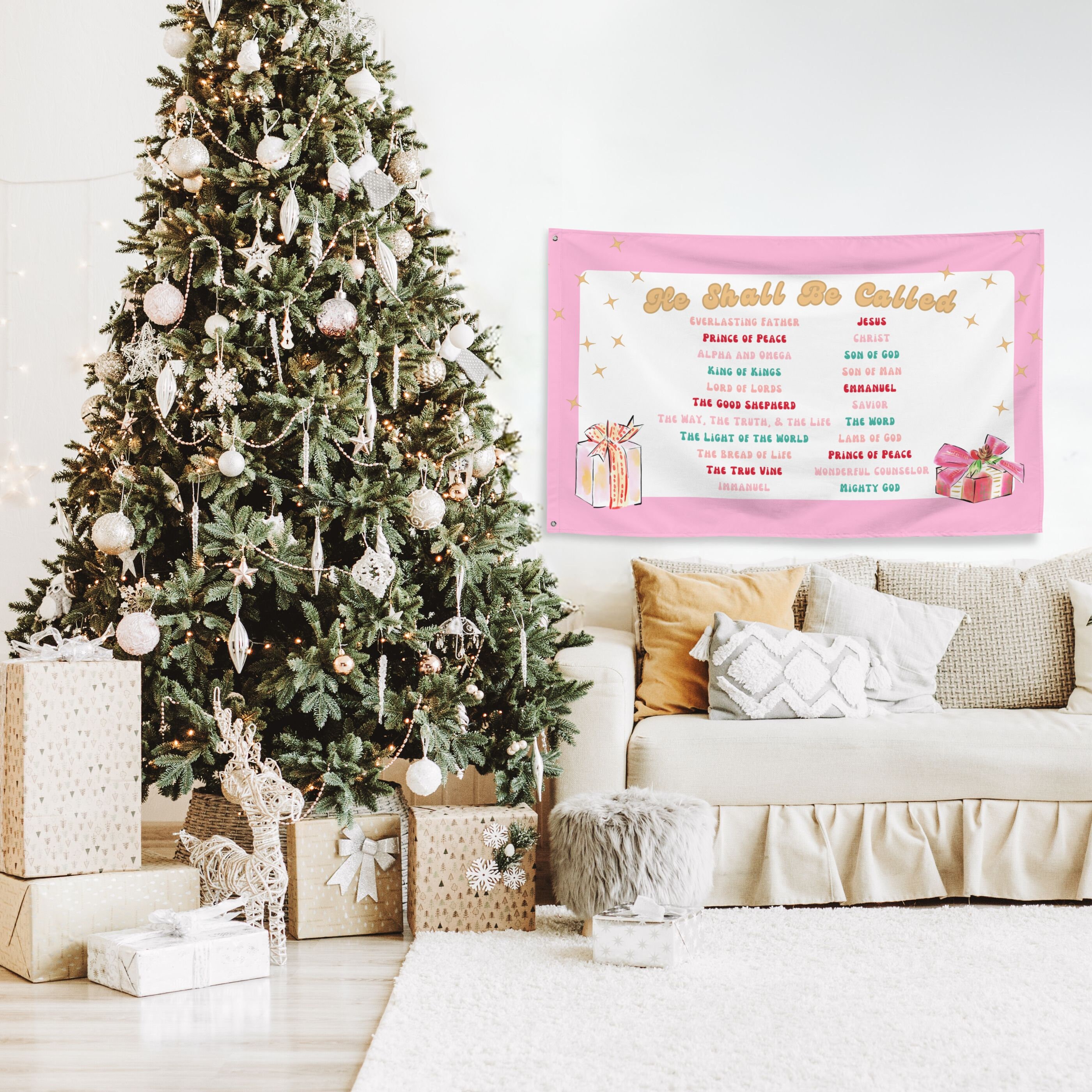 Christian Names of Jesus Bible Verse Retro Christmas Tapestry ...
