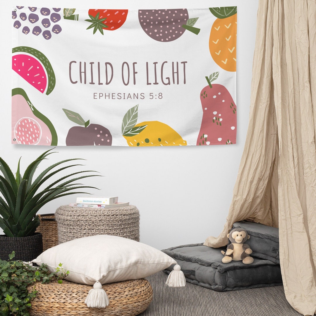 Scripture Banner for Kids Room Bible Verse Wall Art Christian Tapestry ...