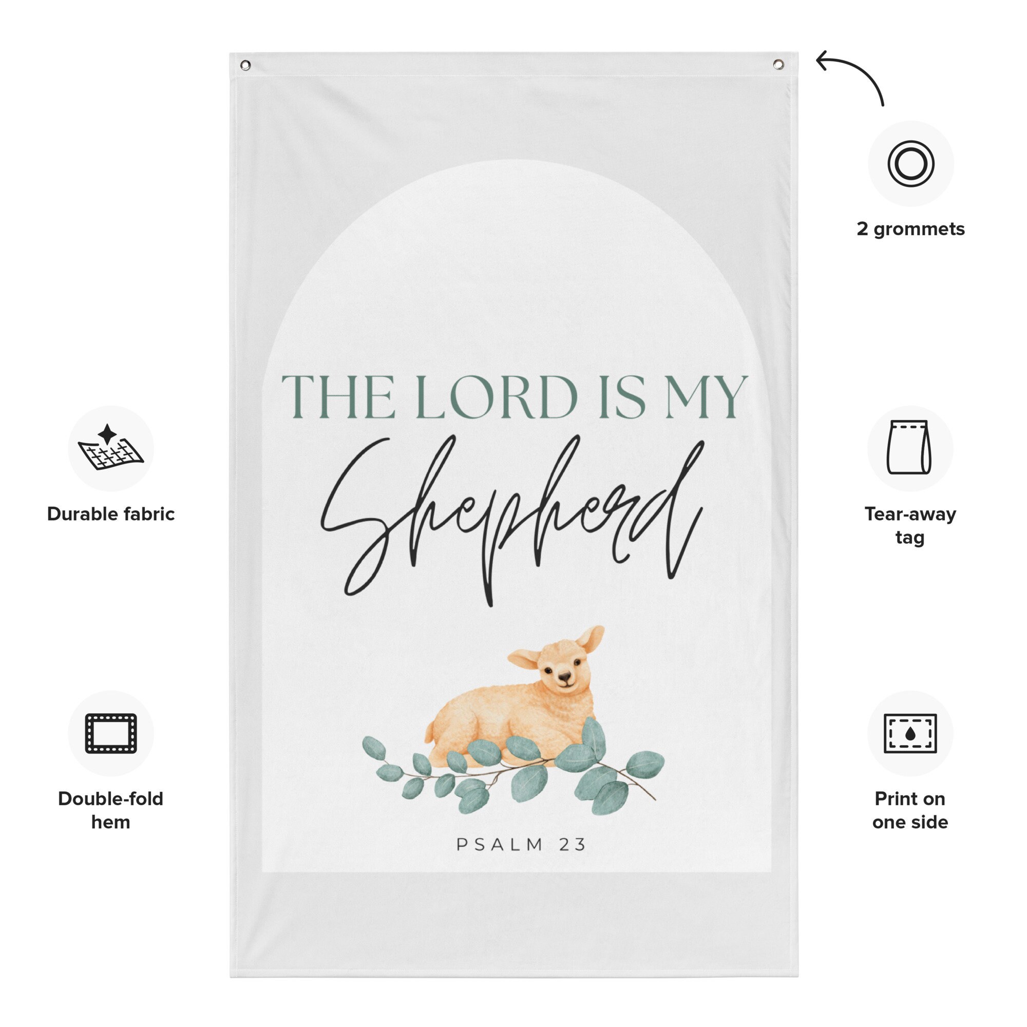 Psalm 23 Bible Verse Banner, Baby Nursery Wall Decor, Psalms Scripture ...