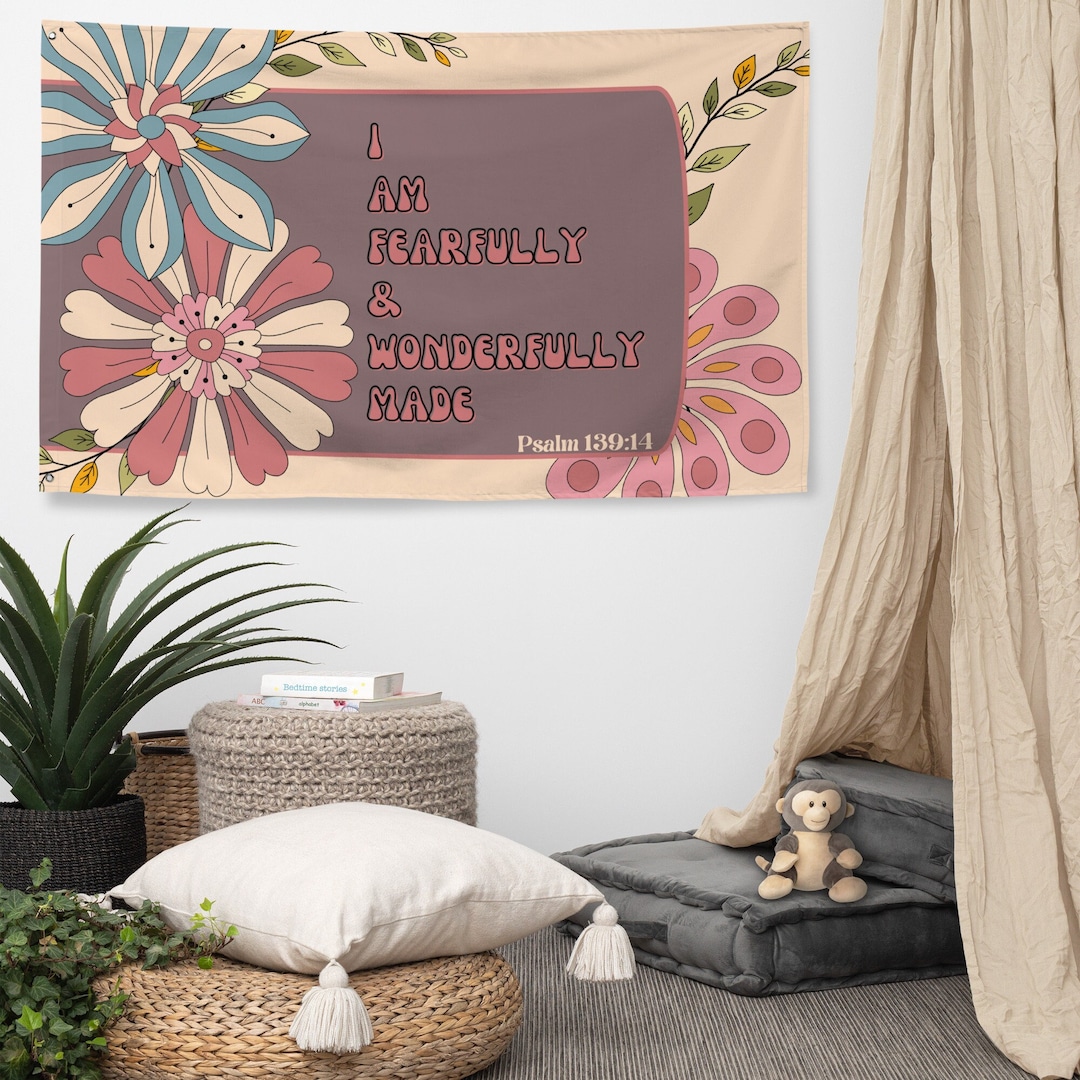 Scripture Banner for Kids Room Bible Verse Wall Art Christian Tapestry ...