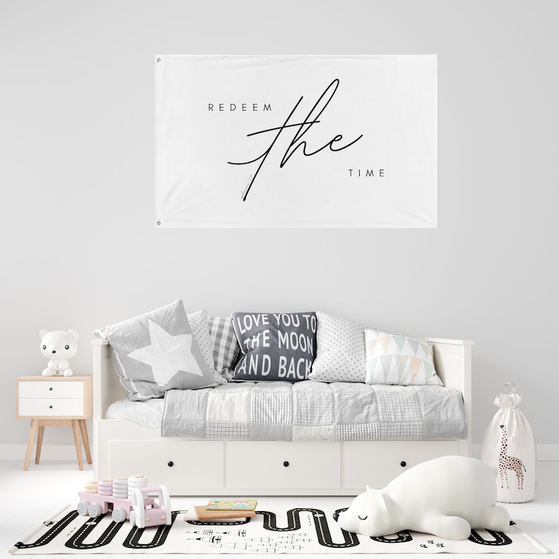 Redeem the Time Tapestry, Ephesians 5 Bible Verse Banner, Christian ...