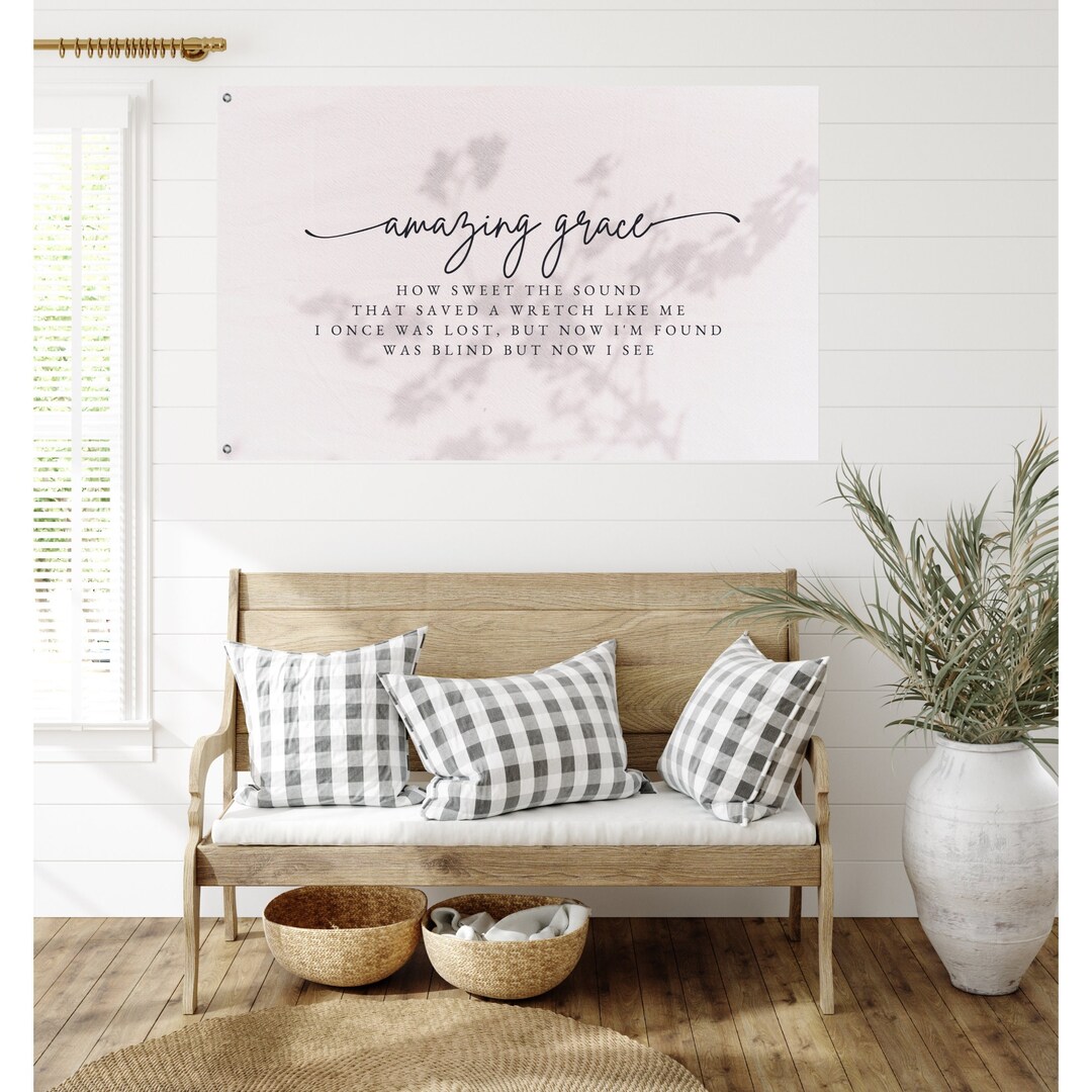 Amazing Grace Banner, Aesthetic Christian Wall Art, Minimalist ...