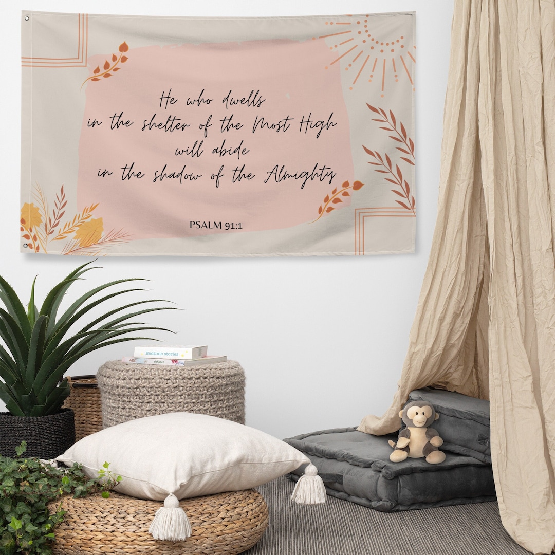 Psalm Bible Verse Banner, Aesthetic Christian Wall Art, Minimalist ...