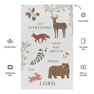 Christian Bible Verse Tapestry, Scripture Woodland Tapestry, Christian ...