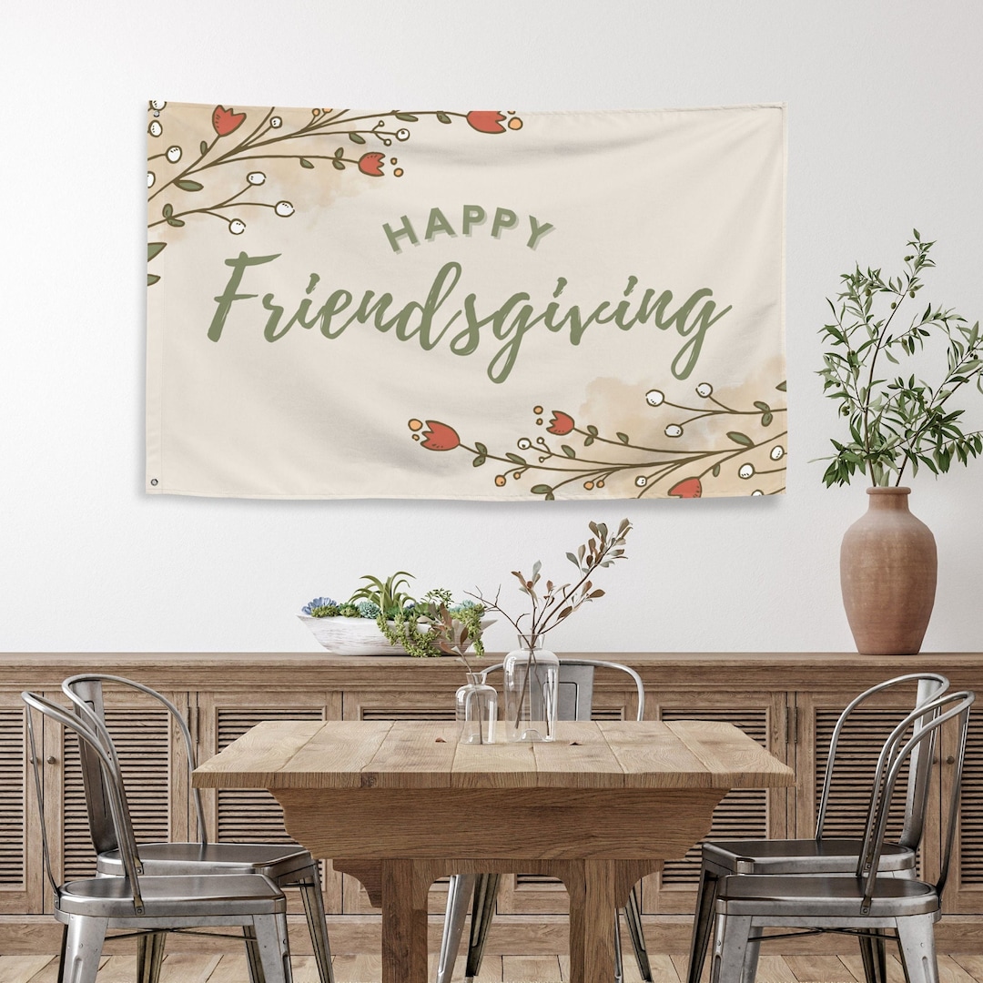 Happy Friendsgiving Banner Decor for Friendsgiving Dinner Tapestry ...