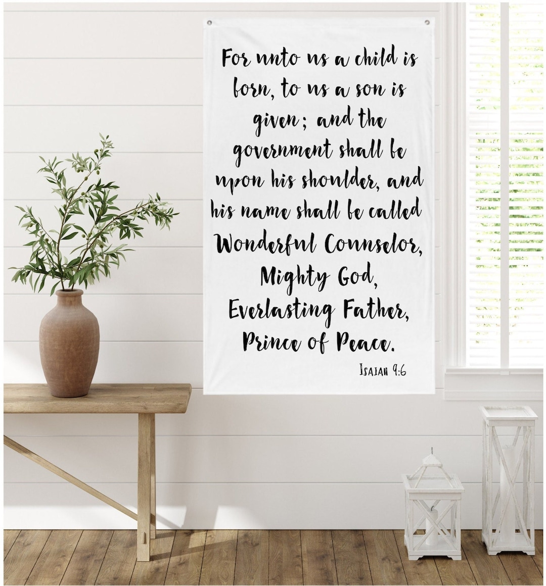 Isaiah 9:6, Christmas Bible Verse Tapestry, Christmas Scripture Banner ...