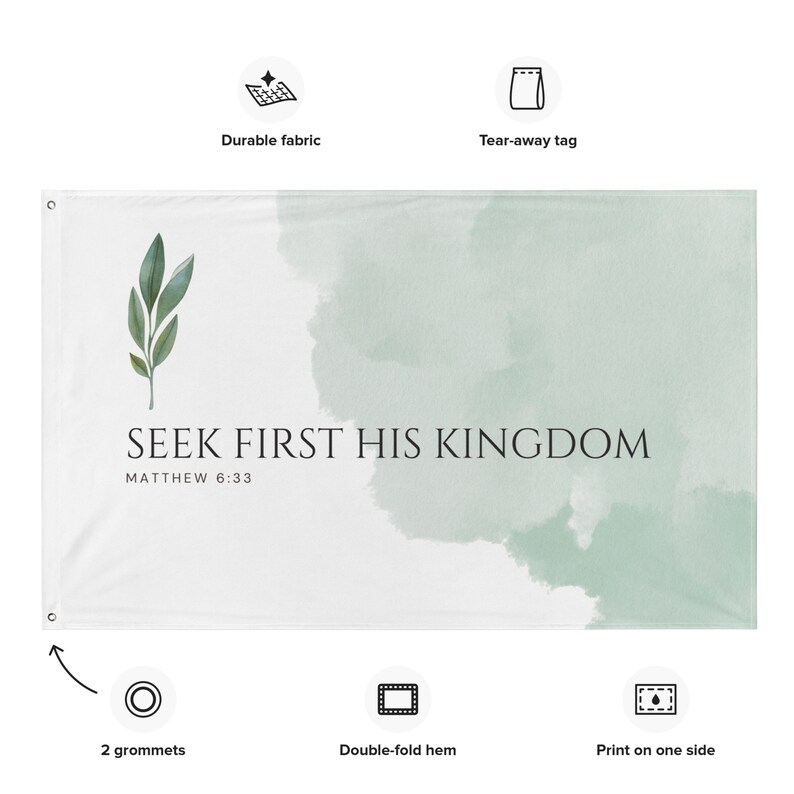 Matthew 6 Bible Verse Banner, Aesthetic Christian Wall Art, Minimalist ...