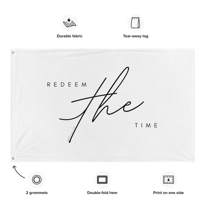 Redeem the Time Tapestry, Ephesians 5 Bible Verse Banner, Christian ...