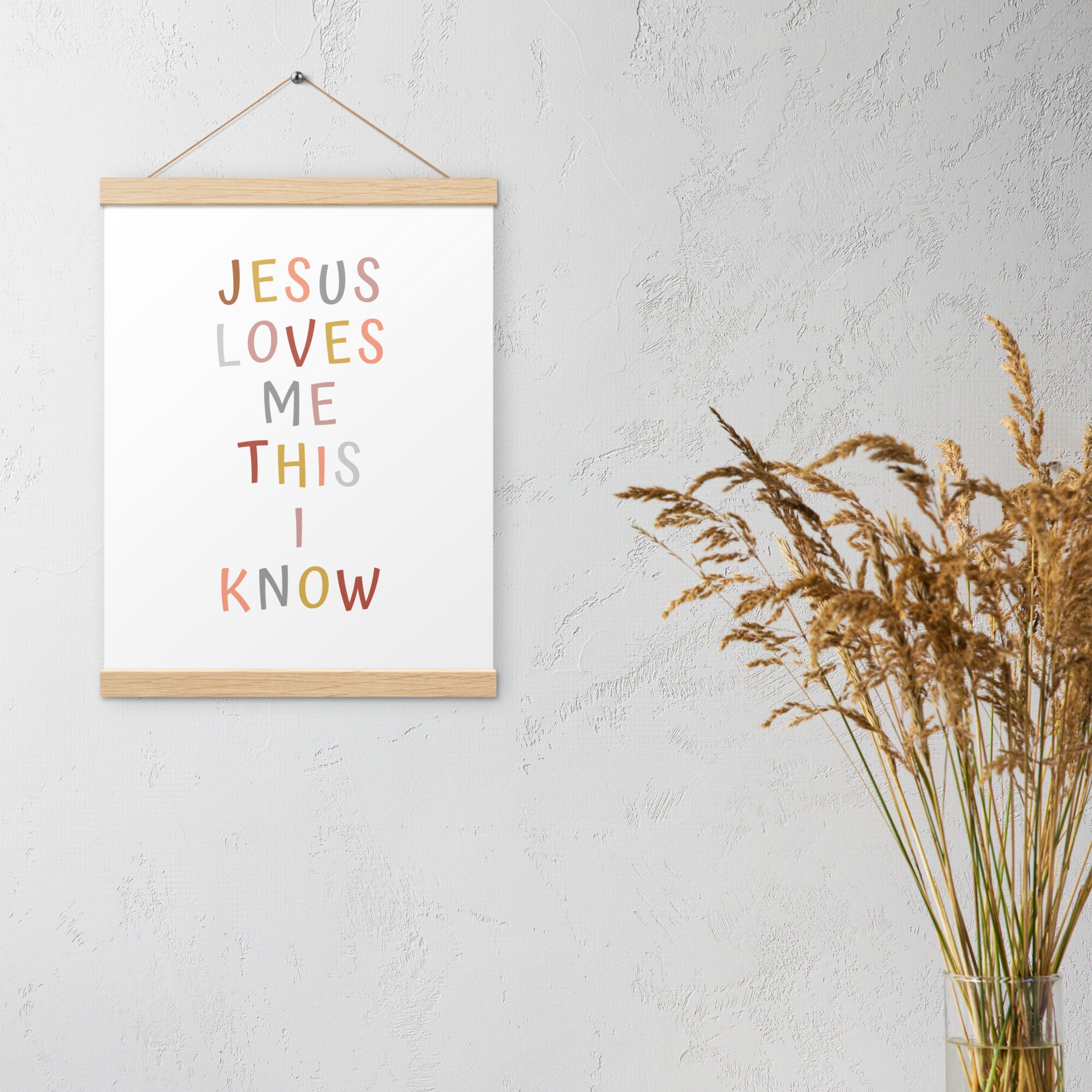 Jesus Loves Me Poster, Bible Verse Wooden Hanging Poster, Kids ...