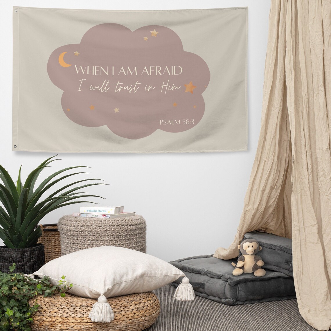 Kids Christian Tapestry, Bible Toy Room Banner, Scripture Wall Decor ...