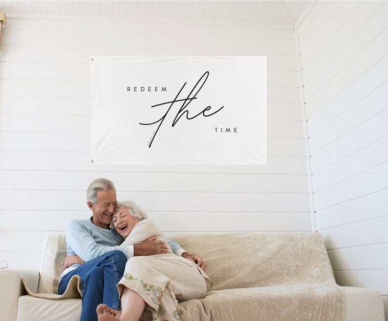 Redeem the Time Tapestry, Ephesians 5 Bible Verse Banner, Christian ...