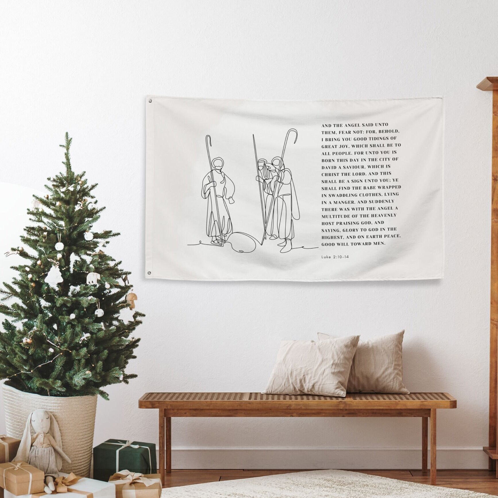 Minimalist Christian Bible Verse Christmas Tapestry, Religious ...