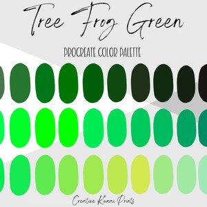 Tree Frog Green Procreate Palette | Cartoon Frog Green Color Swatches ...