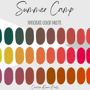 Summer Camp Procreate Palette | Summer Forest Color Swatches | Instant ...