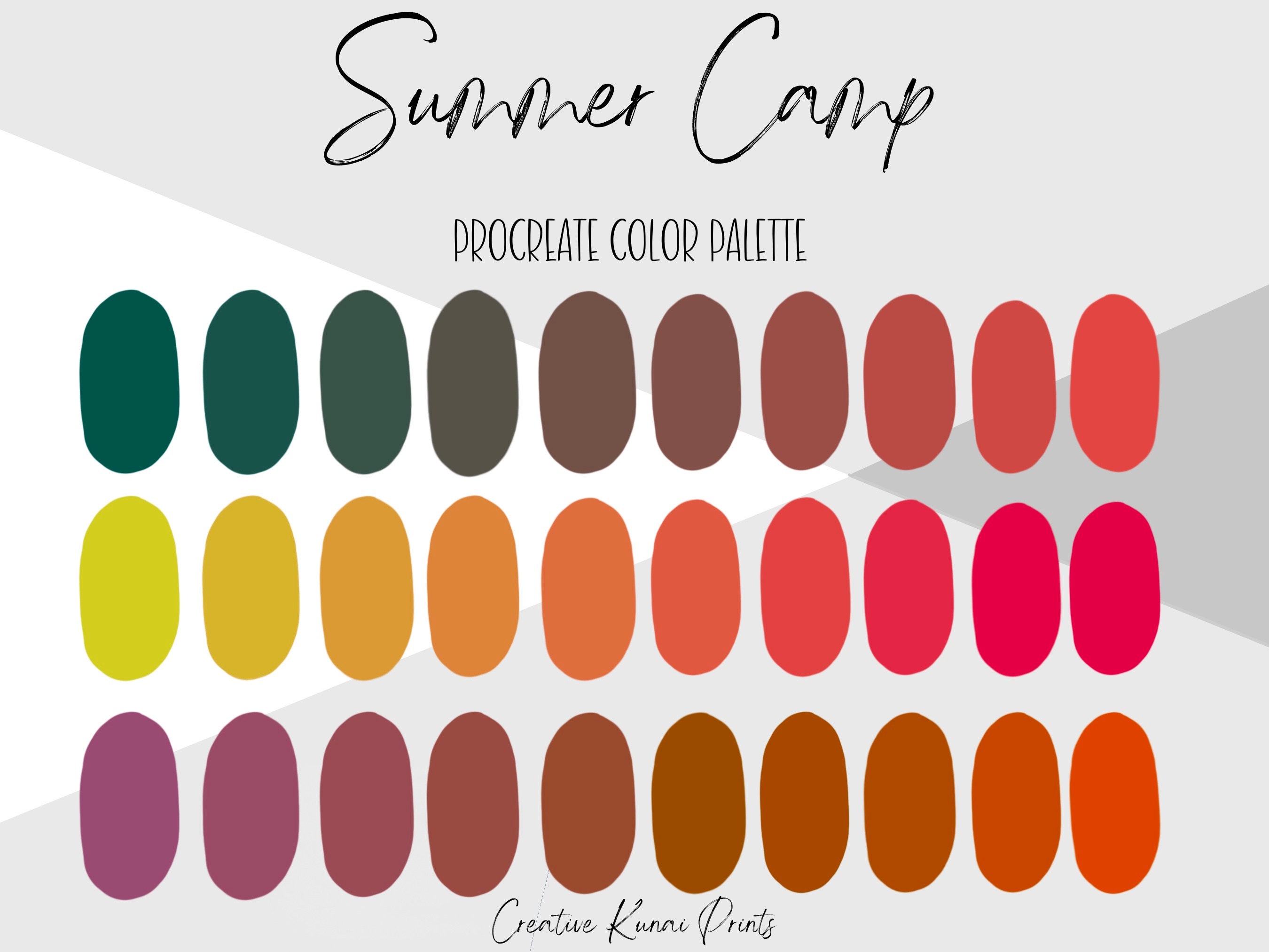 Summer Camp Procreate Palette | Summer Forest Color Swatches | Instant ...