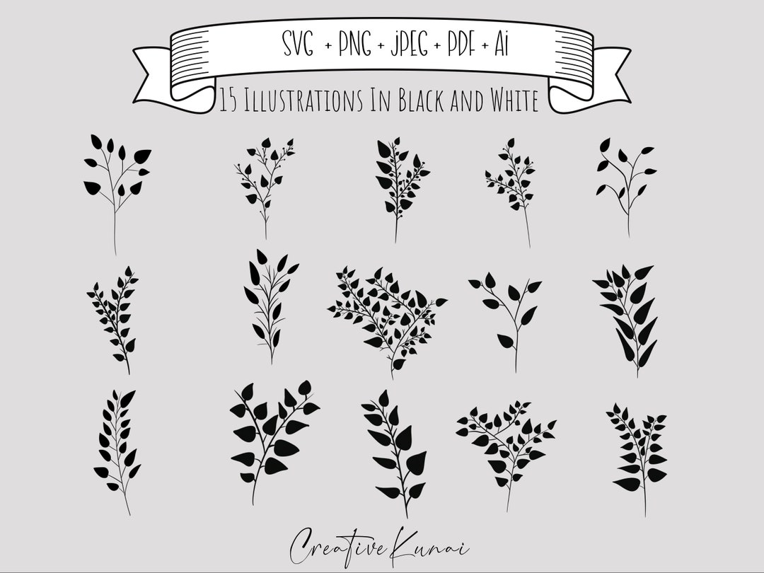 Branch Clipart Botanical Svg Wedding Clipart Digital - Etsy