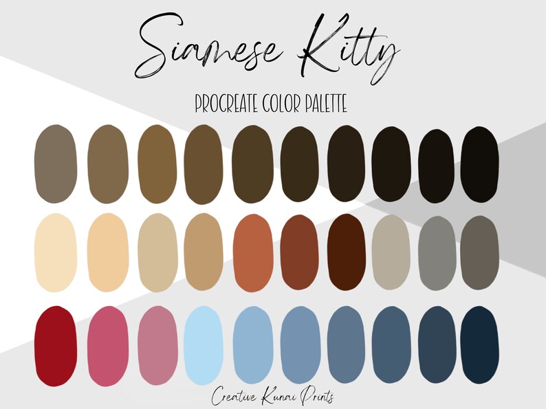 Siamese Cat Procreate Palette | Cat Color Swatches | Instant Download ...