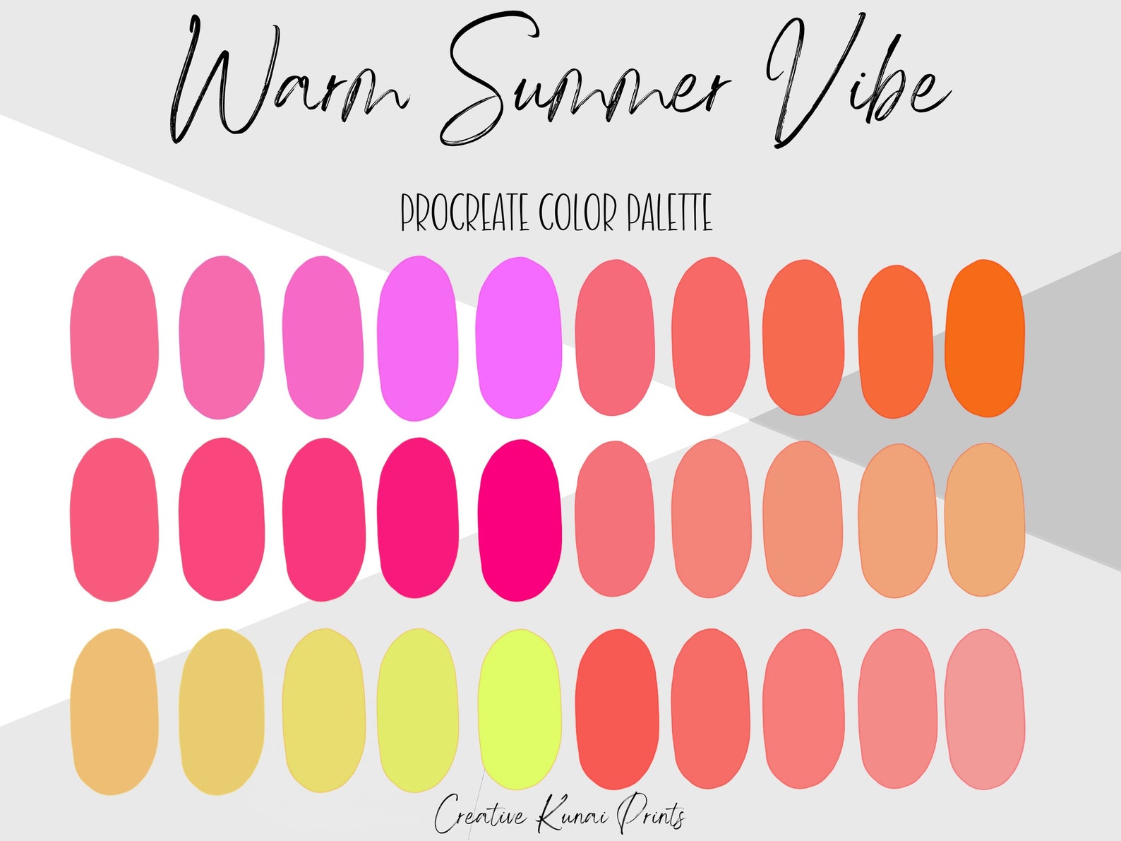 Warm Summer Procreate Palette | Pink Lemonade Color Swatches | Instant ...