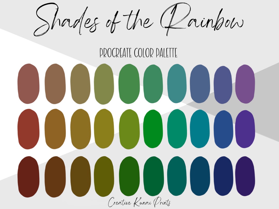 Shades of the Rainbow Procreate Palette | Rainbow Pride Color Swatches ...