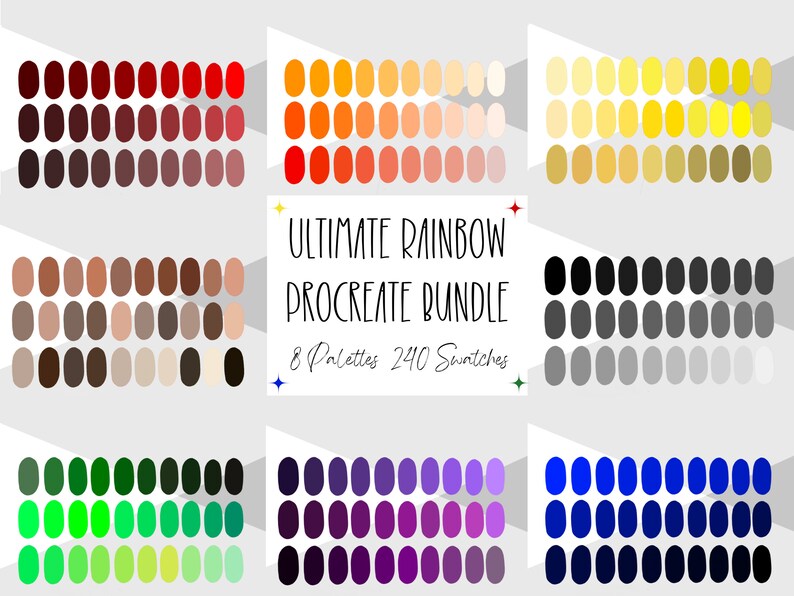 Ultimate Rainbow Procreate Palette Kawaii Color Swatches Instant ...