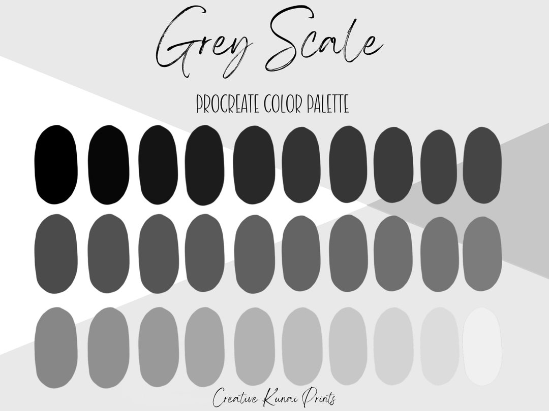 Greyscale Procreate Color Palette Black and White Color Swatches Easy ...