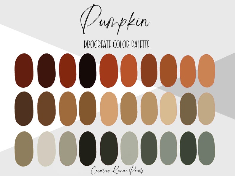 Fall Pumpkin Procreate Palette Fall Color Swatches Instant Download - Etsy