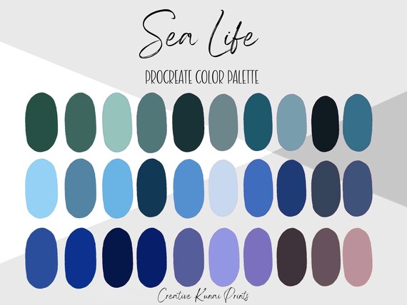 Sea Life Procreate Palette Ocean Color Swatches Instant - Etsy