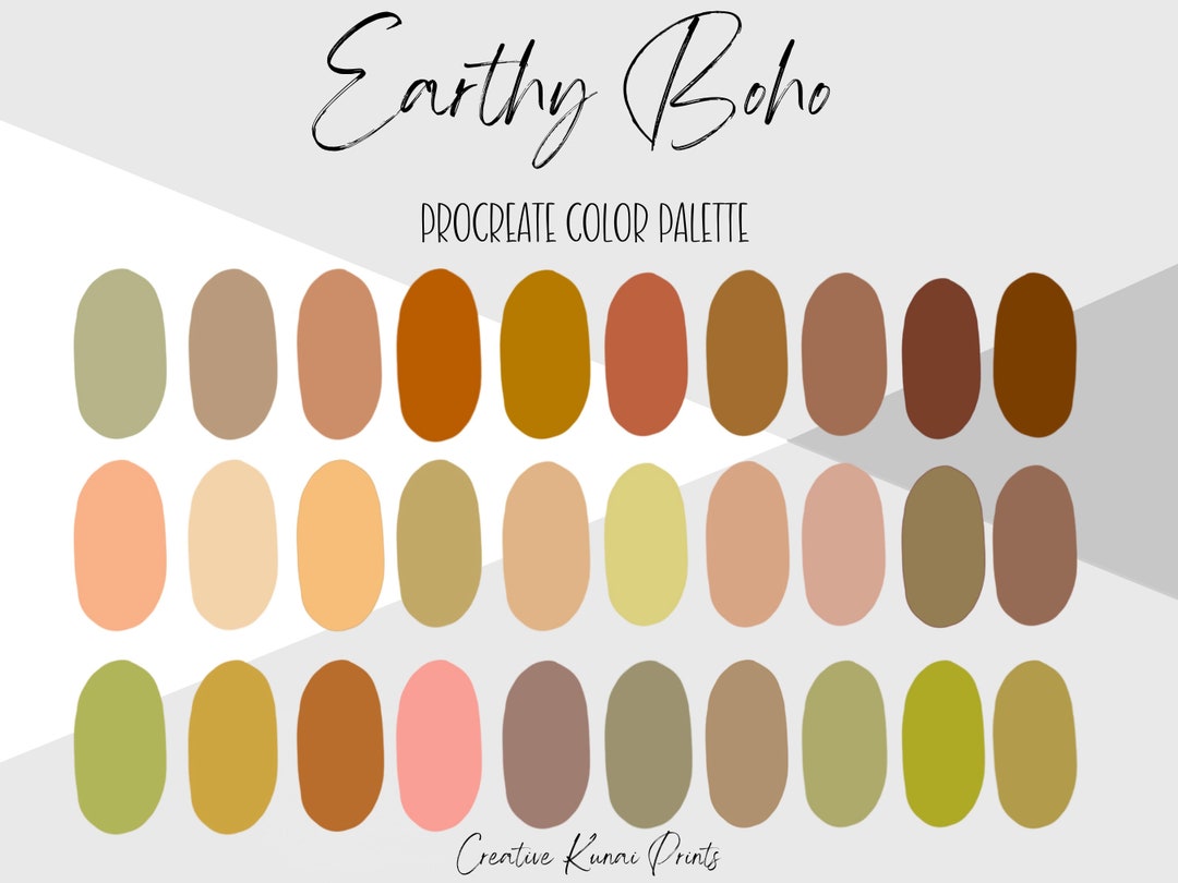 Earthy Boho Procreate Palette Boho Color Swatches Instant - Etsy