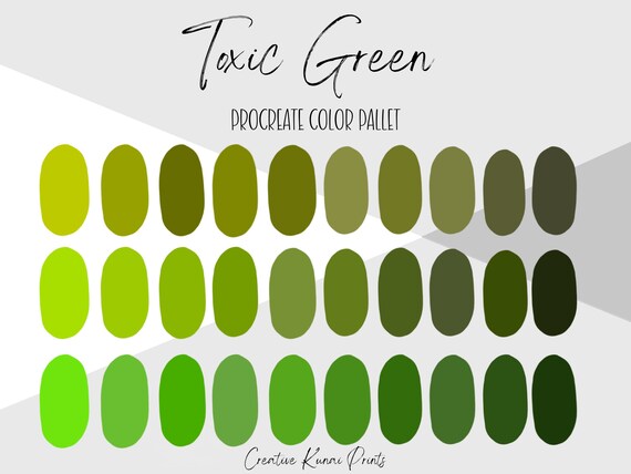 Toxic Green Procreate Palette Green Color Swatches Instant - Etsy