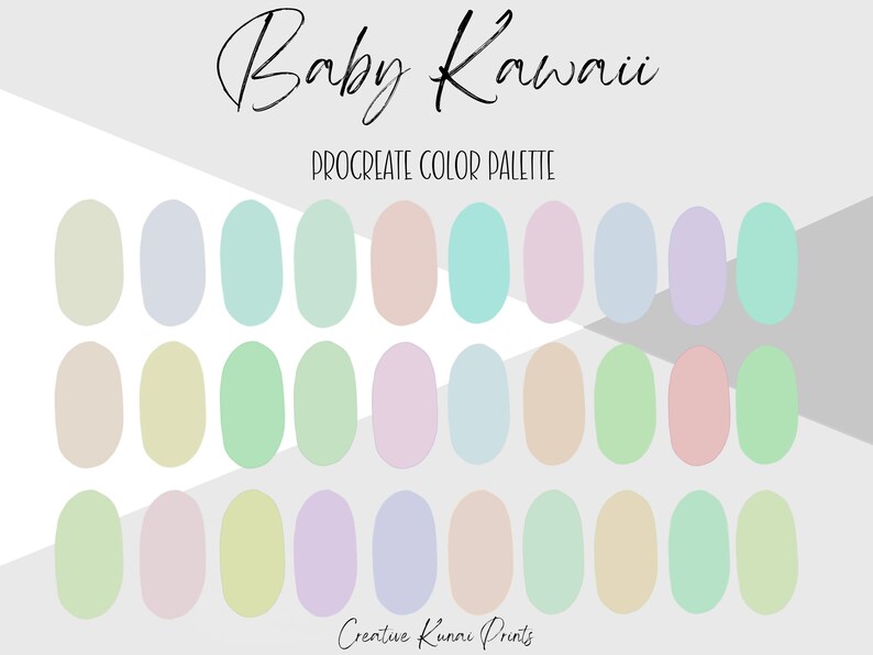 Soft Pastel Procreate Color Palette | Baby Kawaii Color Swatches | Easy ...