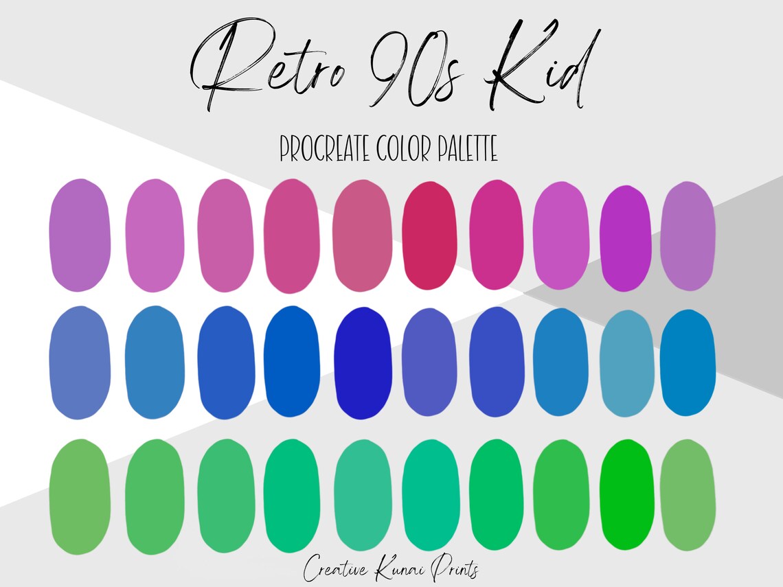 Retro 90s Procreate Palette | Retro Color Swatches | Instant Download ...