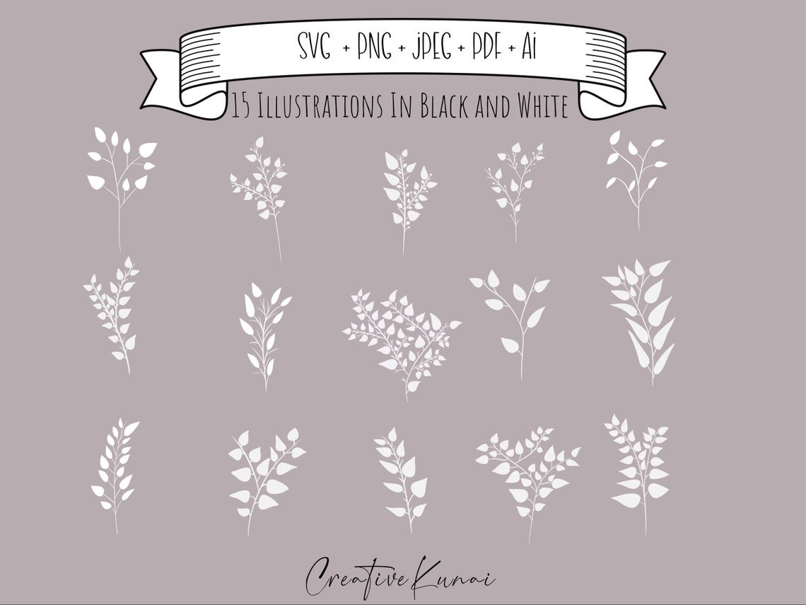 Branch Clipart, Botanical Svg, Wedding Clipart Digital Download - Etsy