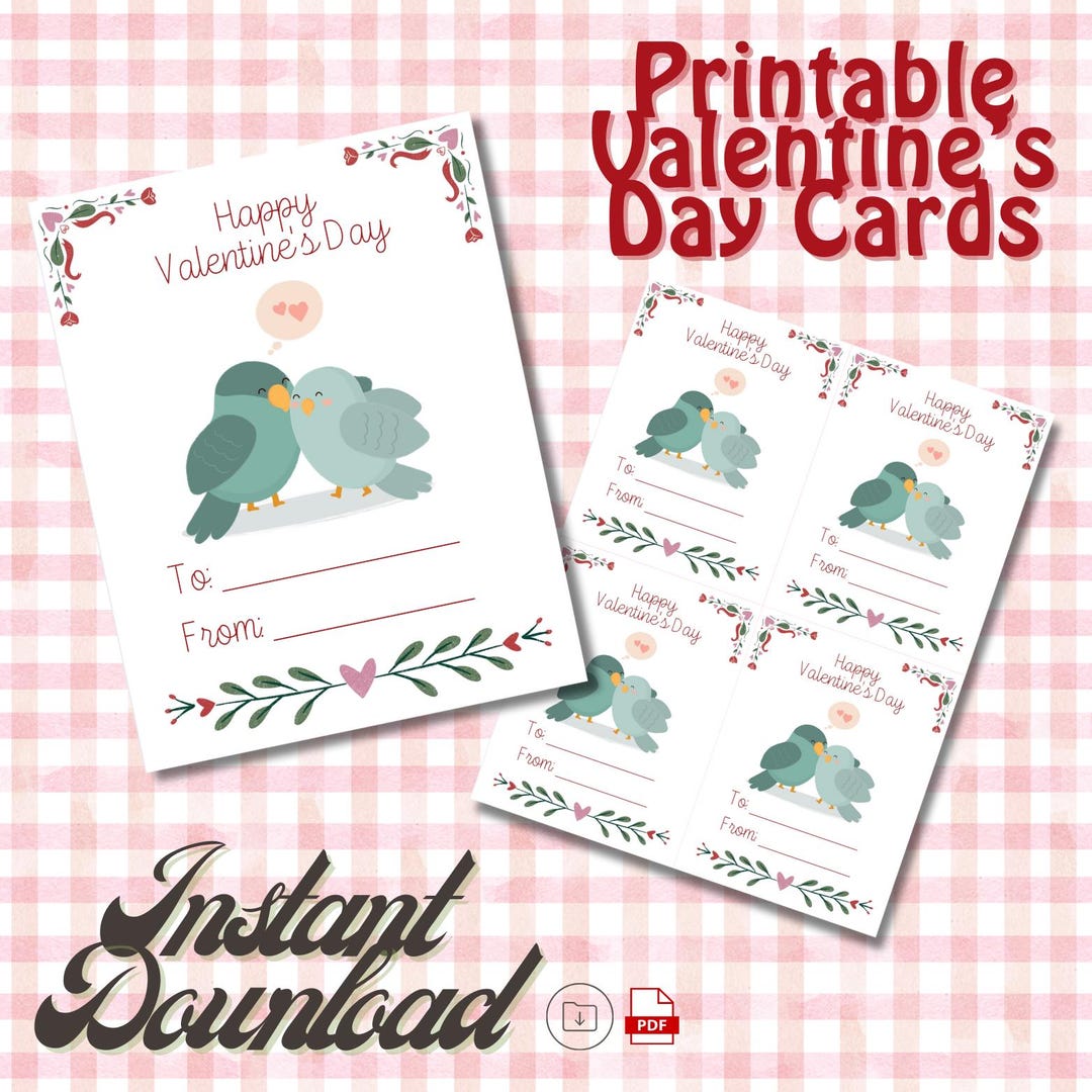 Printable Love Birds Valentine's Day Cards - Etsy