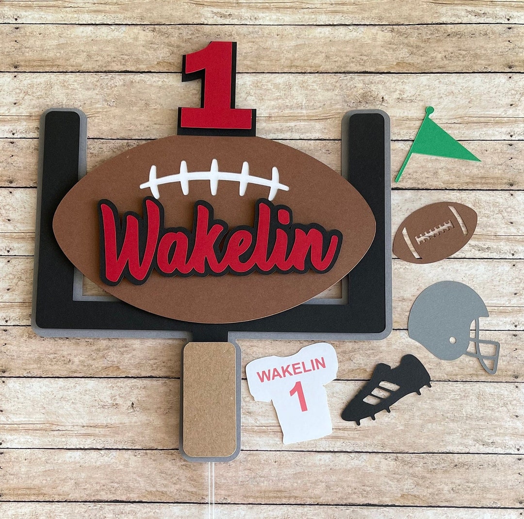 Football Cake Topper, Personalized Football Cake Topper, Football ...