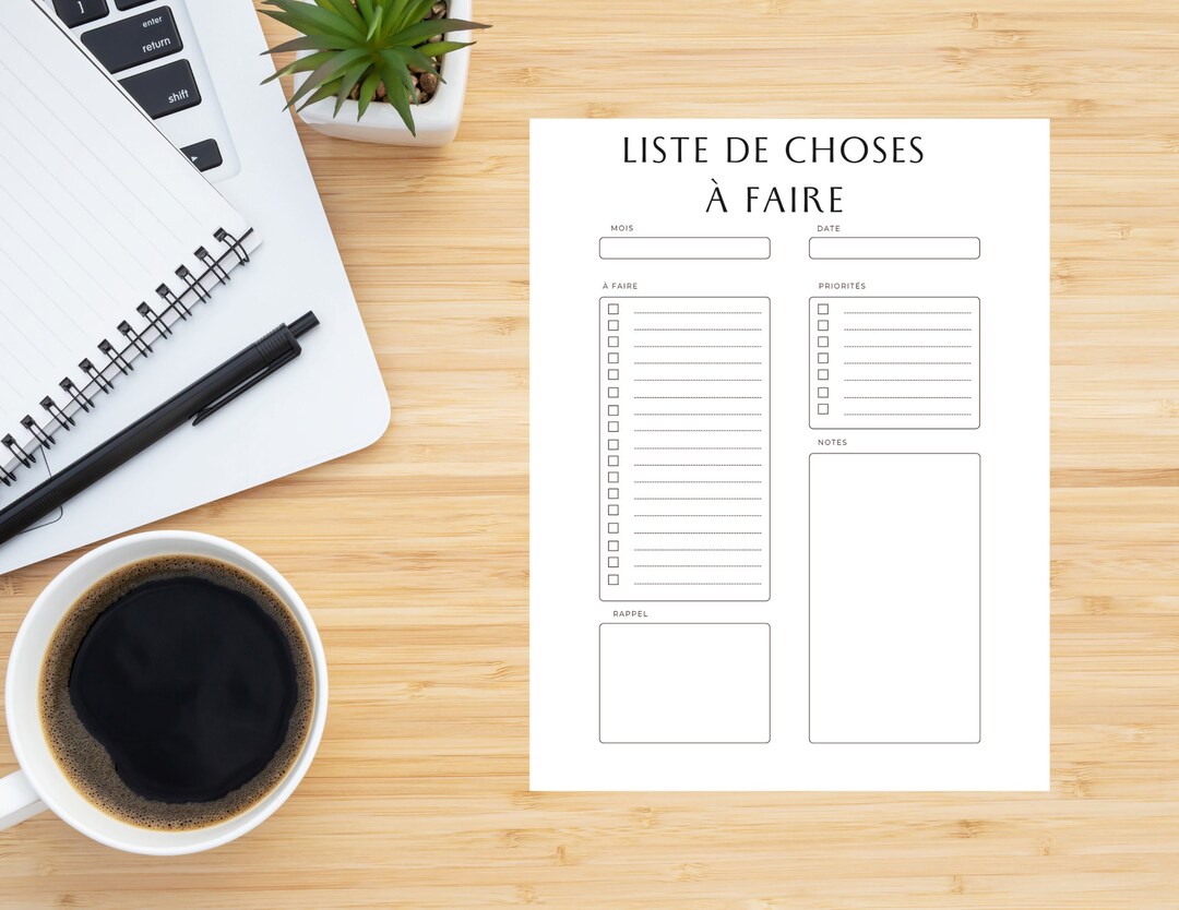 To-do List | French | Printable List | PDF - Etsy