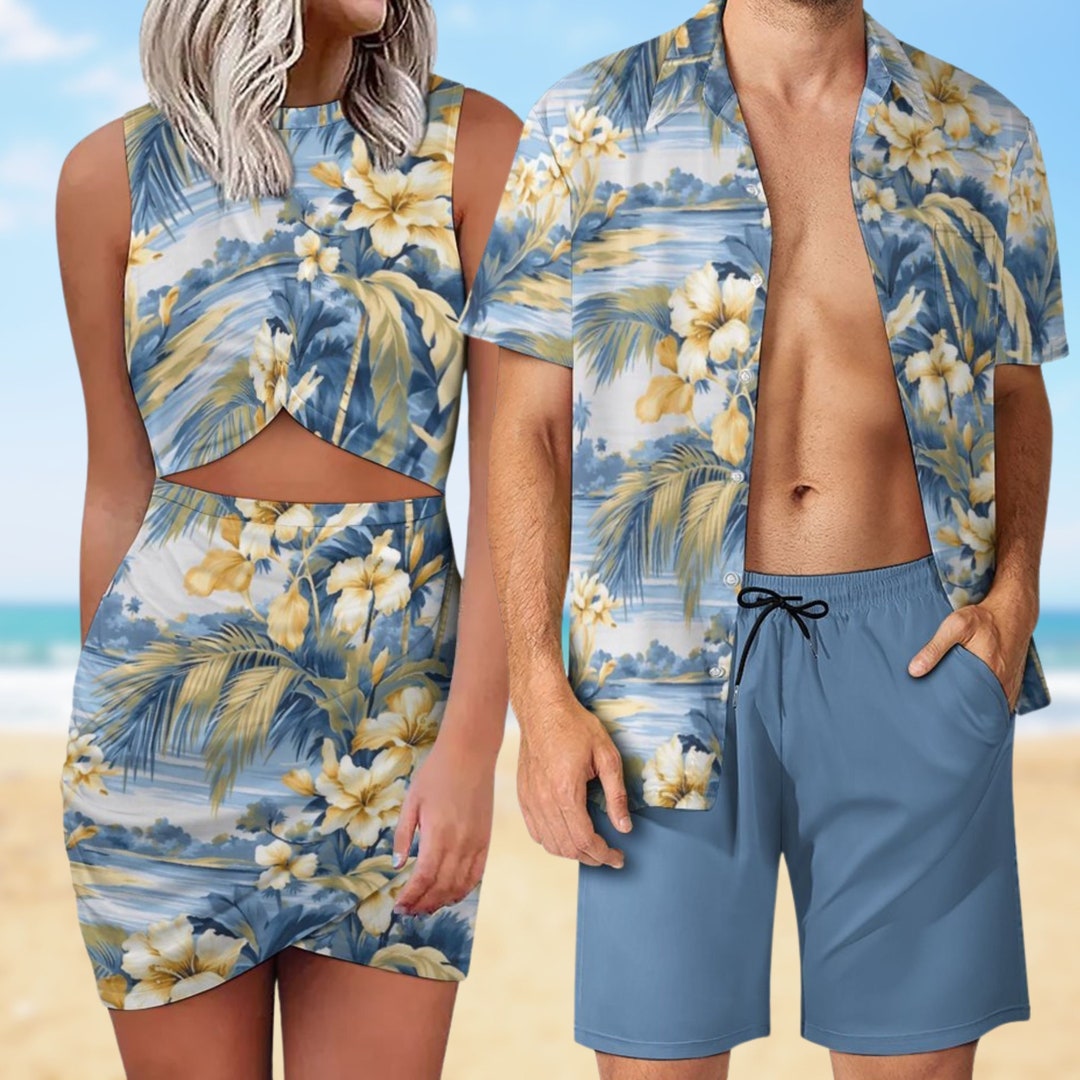 Tropical Print Matching Couples Outfit: Sundress & Shirt Set - Etsy