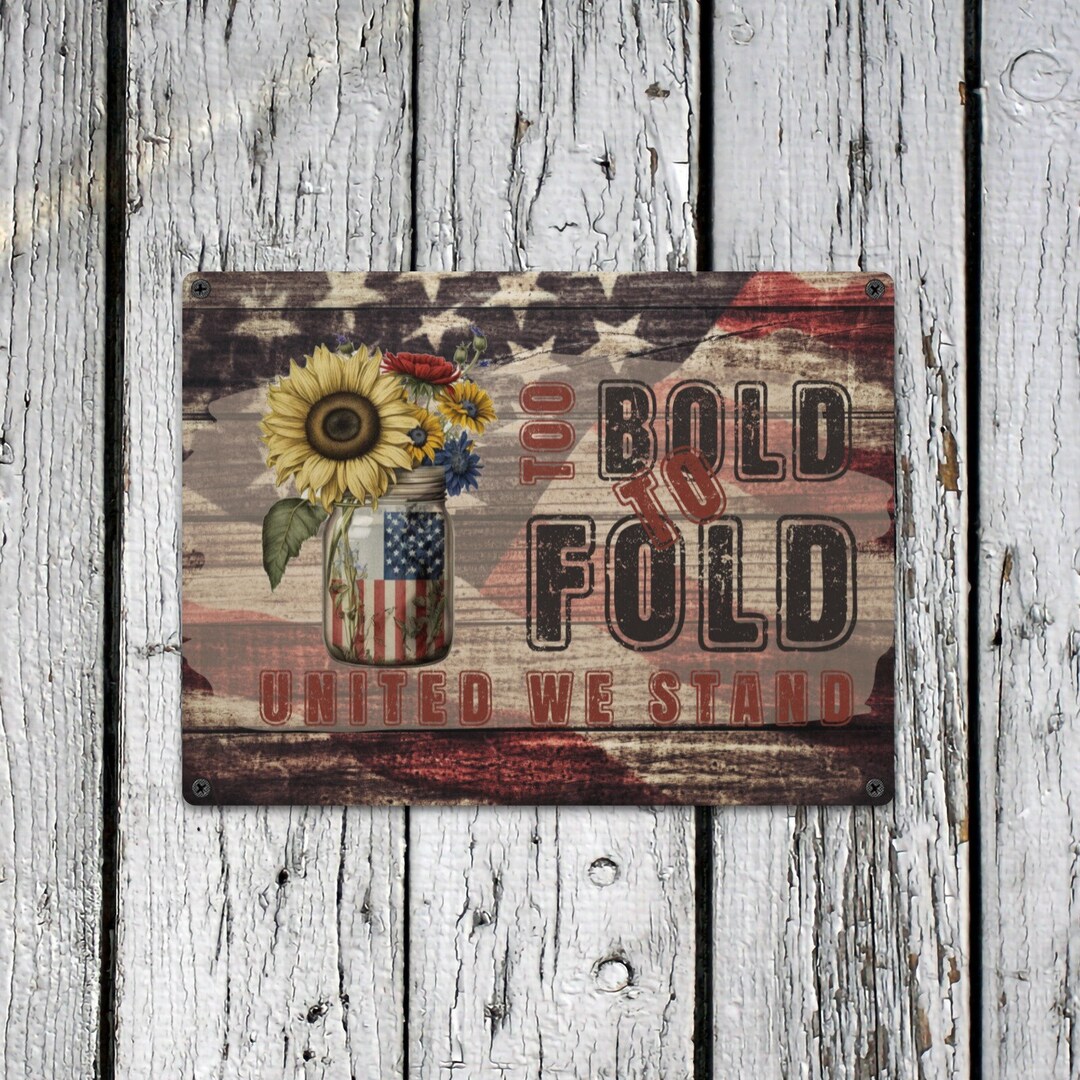 Printed Metal Patriotic Sunflower Tin Sign Vintage American Flag Metal ...