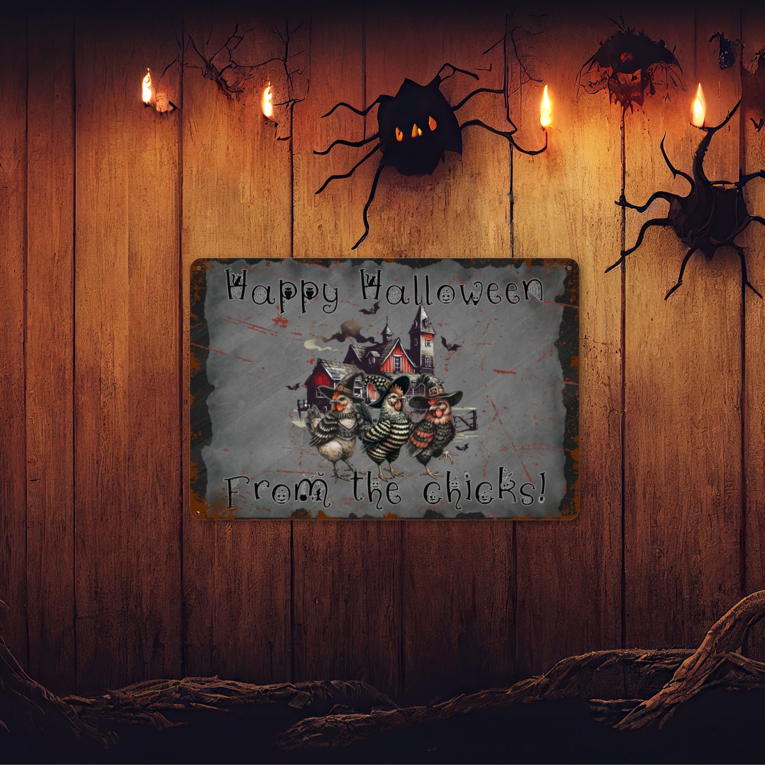 Spooky Chicken Coop Sign Tin Metal Sign Halloween Gift for Farmer ...
