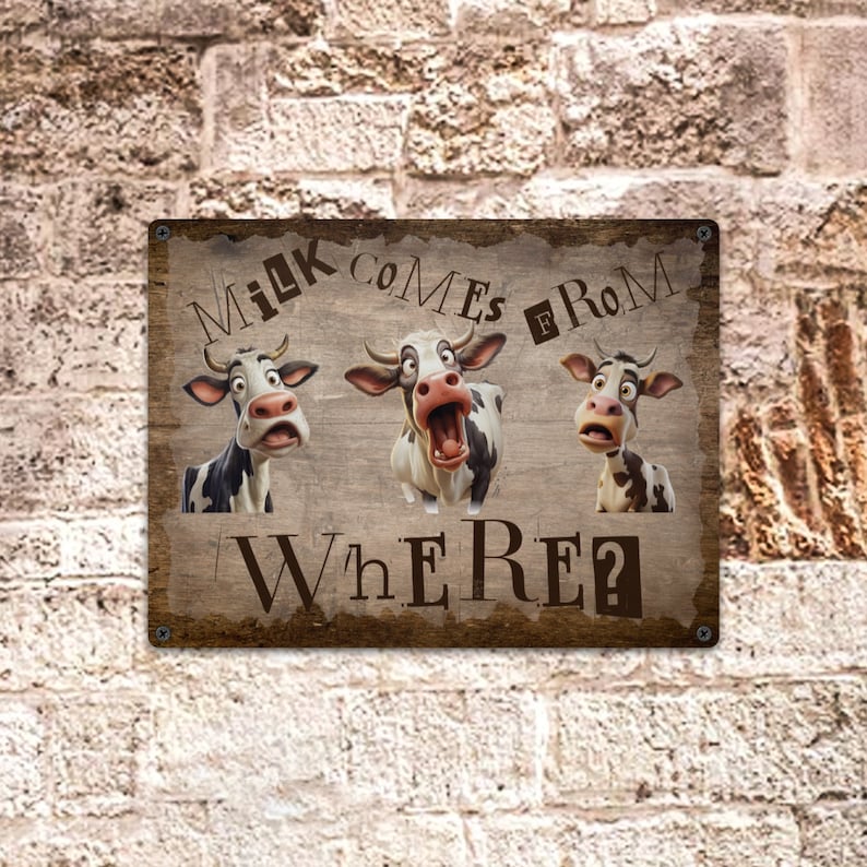 Funny Cow Sign Tin Metal Sign Funny Gift for Dairy Farmer Rustic Metal ...