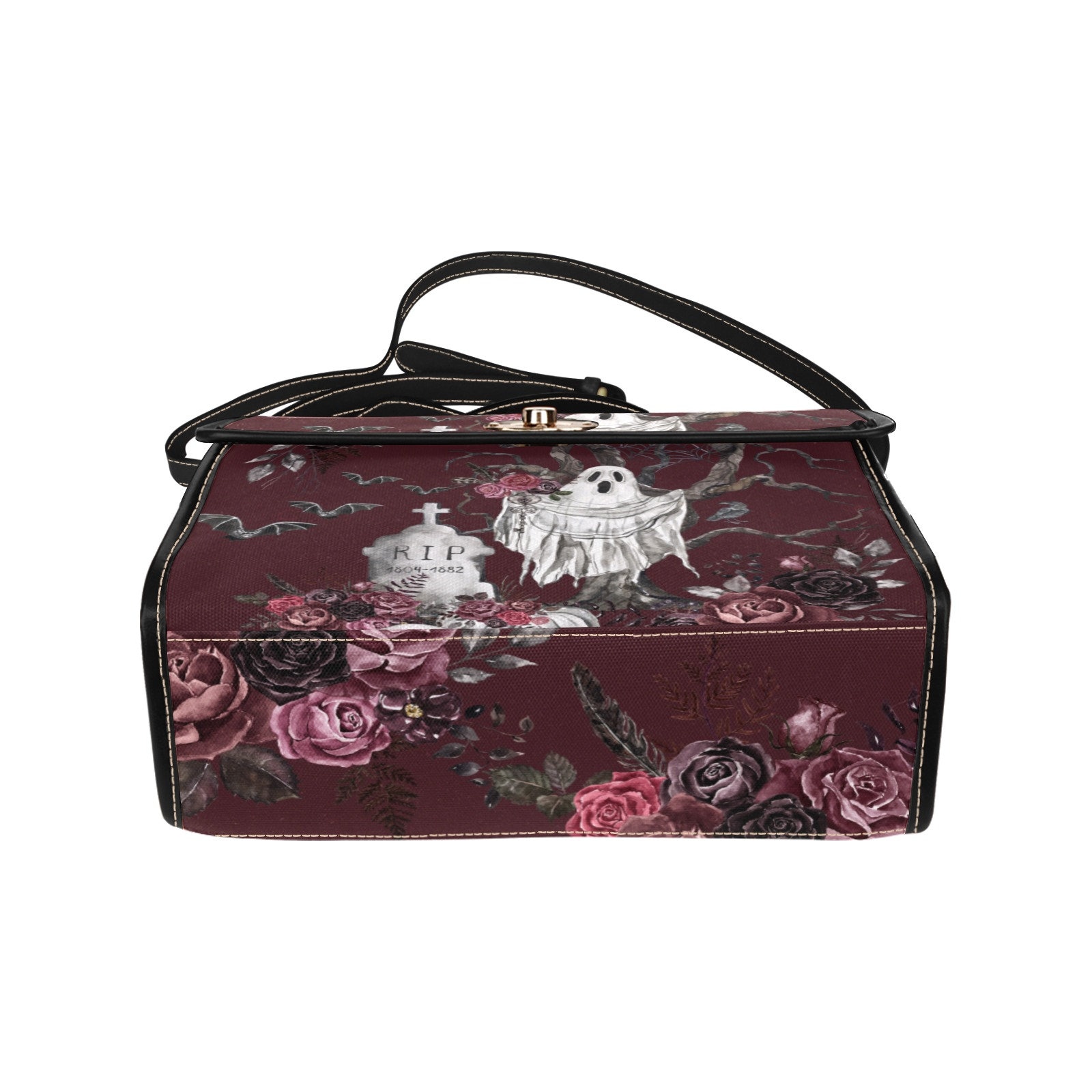Gothic Ghost and Roses Satchel Crossbody Bag for Women Crossed Body ...